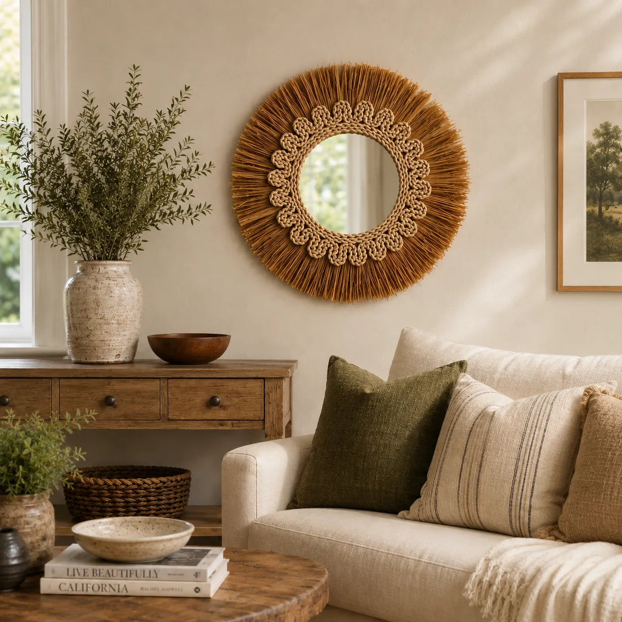 Large Rustic Wall Decor for Living Room | Farmhouse Mirror Wall Art ...
